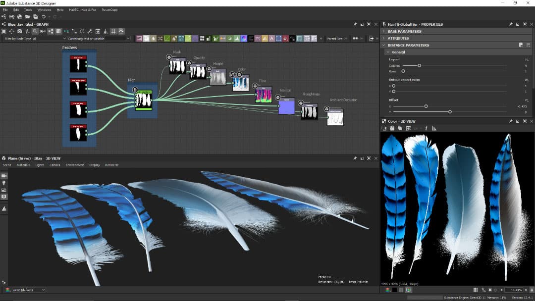 Eyosido Soft. - HairTG-Feather - Procedural Feather PBR Material for 3D and Illustration.